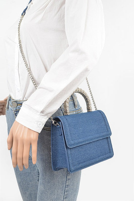 Silver Top Handle Denim Swing Bag – Envy My Couture